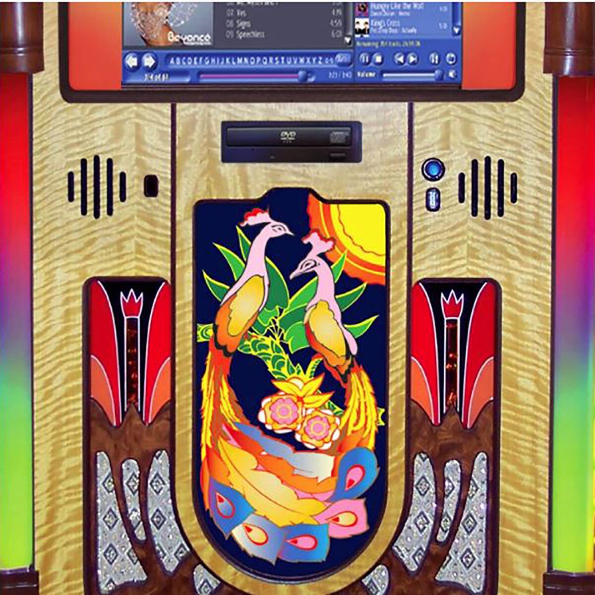 Rock-Ola Peacock Music Center Jukebox | Game Room Guys Rock-Ola Peacock Music Center Jukebox | Game Room Guys