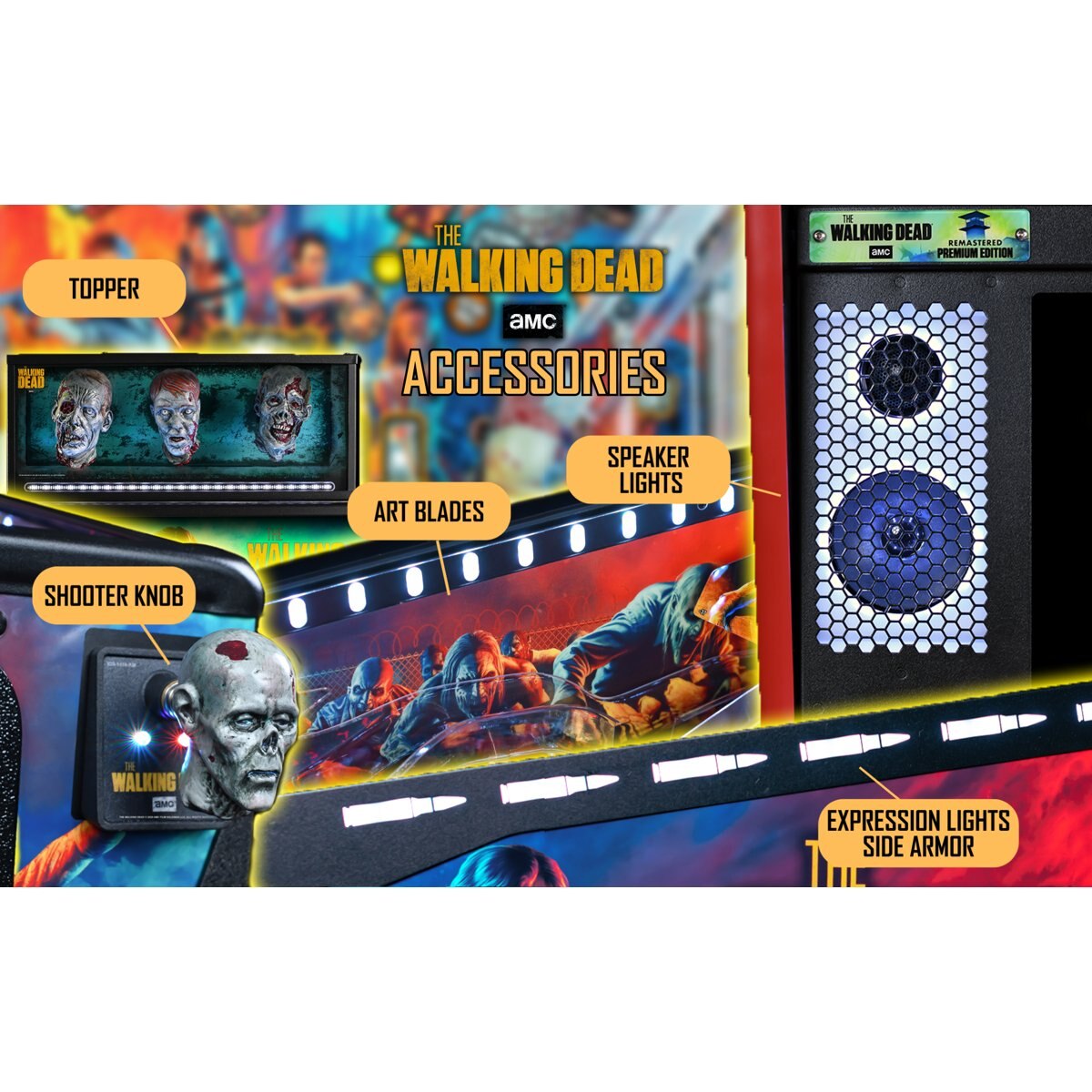 Stern The Walking Dead Remastered Pinball Machine Side Armor | Game ...